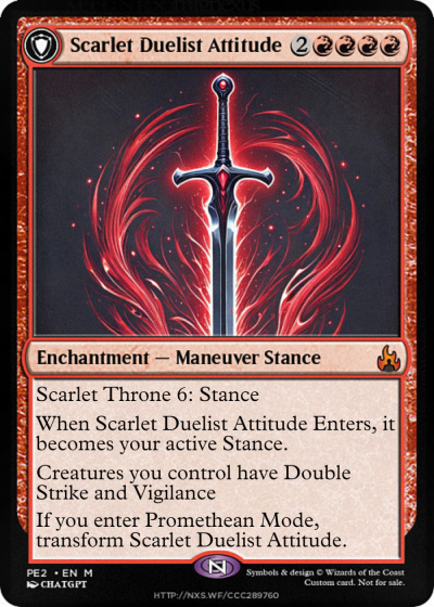 MTGNexus - Scarlet Duelist Attitude // Ember Knight Stance