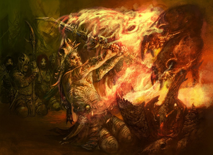 MTGNexus - Gruul War Chant Art by Dave Kendall