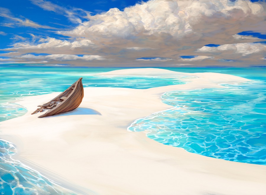 MTGNexus - Lonely Sandbar Art by Noah Bradley