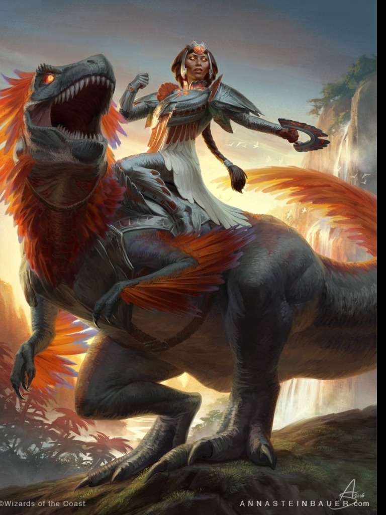 MTGNexus - Huatli, Dinosaur Knight Art by Anna Steinbauer
