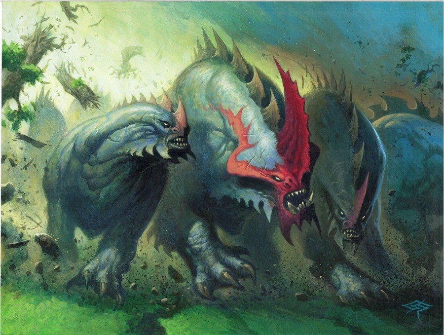 MTGNexus - Rampaging Baloths Art by Steve Prescott