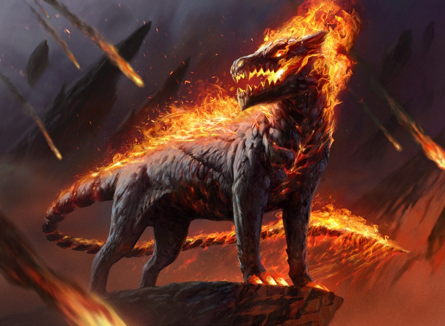 MTGNexus - Akoum Hellhound Art by Jason Kang